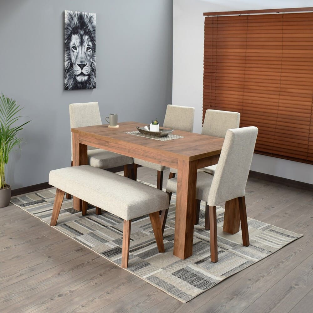 Juego de Comedor 6 Puestos Merida con Sillas y Butaco Viena en Tela ...