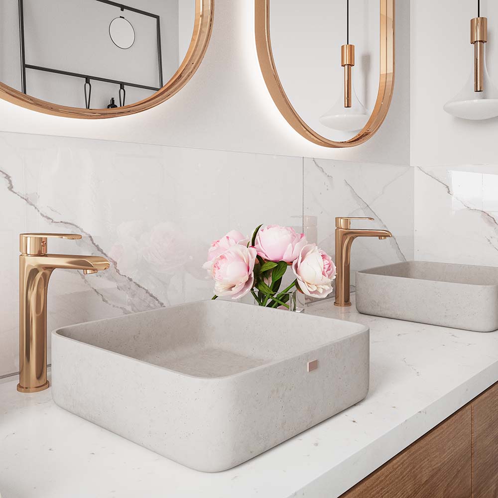 Griferia Lavamanos Alta Edge Oro Rosa 000000000135049764