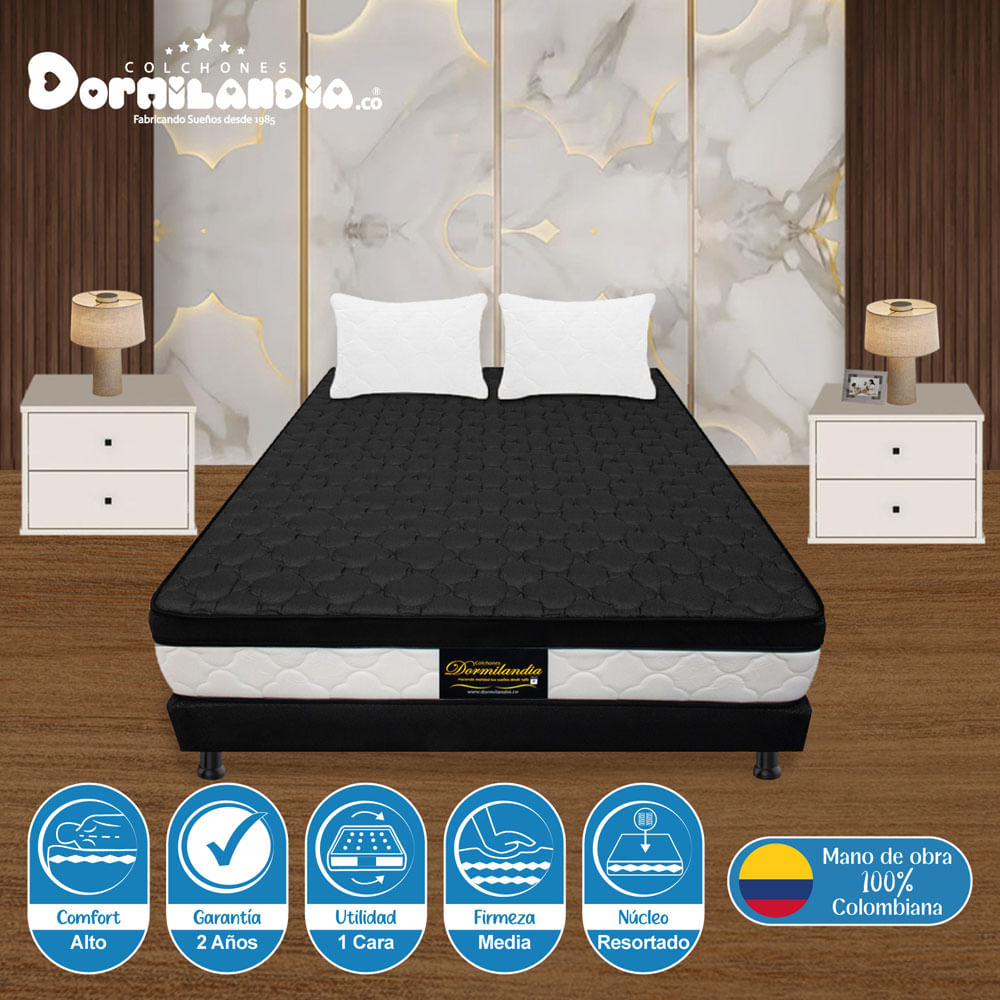 Combo Doble Resortado Dublín Negro 140 cm x 190 cm 000000000135054716
