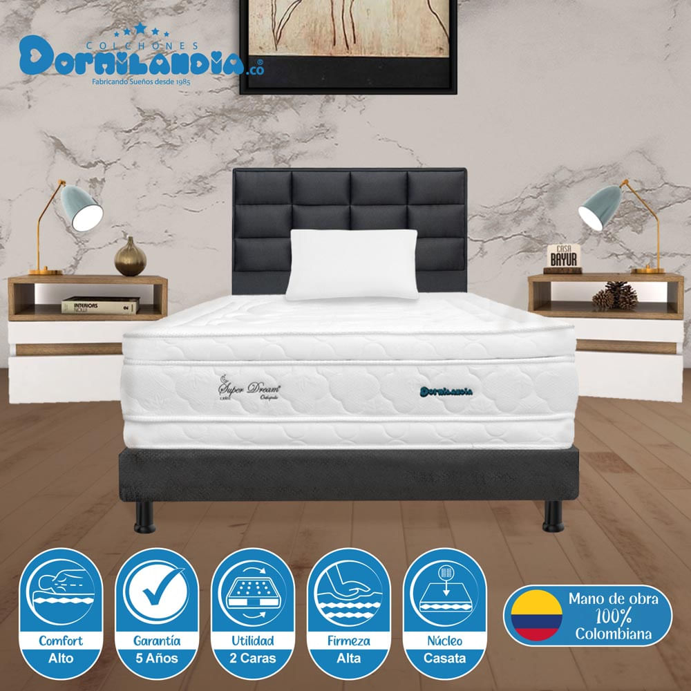 Mega Combo Colchón Sencillo Espumado Super Dream Gris 100Cm X 190Cm ...